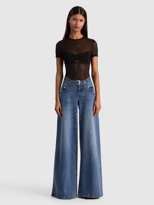 Alice + Olivia Whitney Sheer Seamed Bodysuit