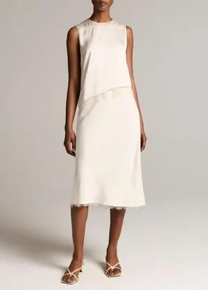Vince Lace-trim Satin Slip Skirt - Creme