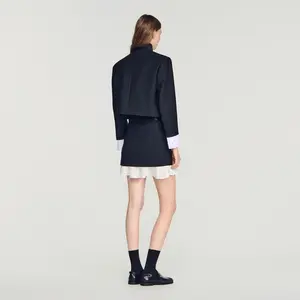 Sandro Mini Striped Ruffled Skirt With Buckle Belt