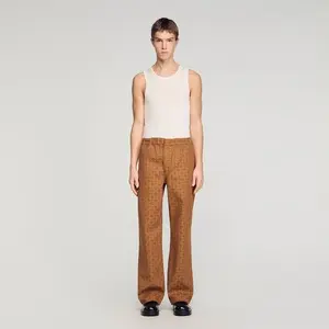 Sandro Wide-leg Jacquard Squarecross Jeans