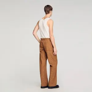 Sandro Wide-leg Jacquard Squarecross Jeans