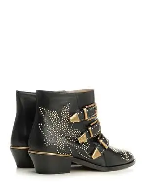 Chloé Susanna Studded Leather Ankle Boots - Black