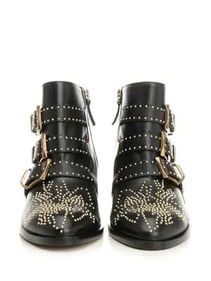 Chloé Susanna Studded Leather Ankle Boots - Black
