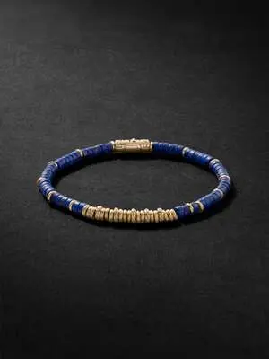 John Hardy Gold Lapis Lazuli Heishi Beaded Bracelet
