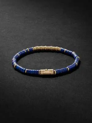 John Hardy Gold Lapis Lazuli Heishi Beaded Bracelet