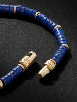 John Hardy Gold Lapis Lazuli Heishi Beaded Bracelet