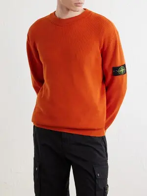 Stone Island Ribbed Cotton Crewneck Sweater