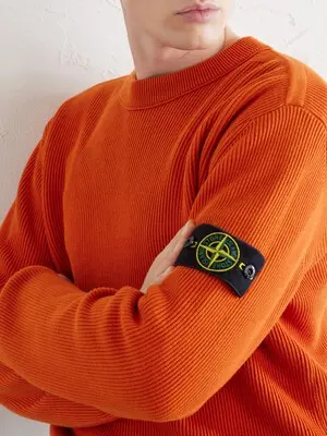 Stone Island Ribbed Cotton Crewneck Sweater
