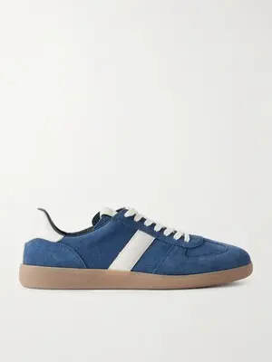 TOM FORD Archer Leather-trimmed Suede Sneakers - Blue