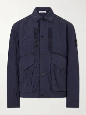 Stone Island Garment-dyed Waxed Shell Jacket - Blue