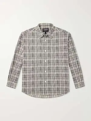 FRIZMWORKS Striped Crinkled Cotton-blend Shirt - Gray