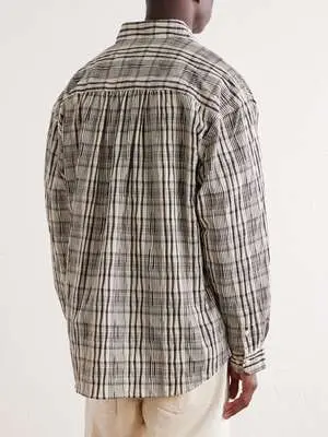 FRIZMWORKS Striped Crinkled Cotton-blend Shirt