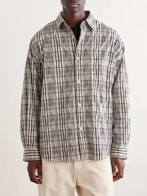 FRIZMWORKS Striped Crinkled Cotton-blend Shirt