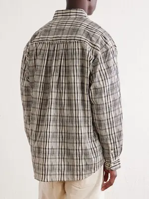FRIZMWORKS Striped Crinkled Cotton-blend Shirt