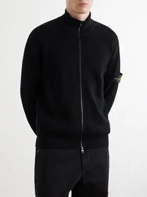 Stone Island Ribbed Cotton Zip-up Sweater