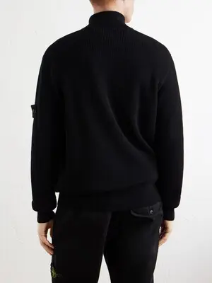Stone Island Ribbed Cotton Zip-up Sweater