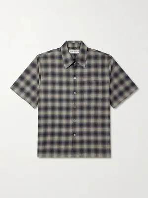 Our Legacy Checked Cotton And Wool-blend Shirt - Black