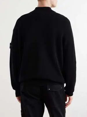 Stone Island Ribbed Cotton Zip-up Sweater