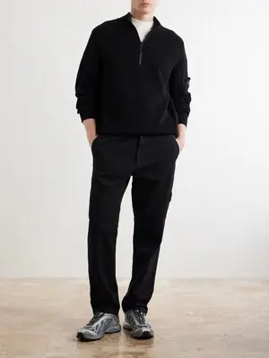 Stone Island Ribbed Cotton Zip-up Sweater