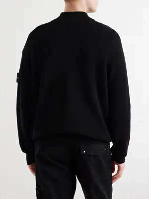 Stone Island Ribbed Cotton Zip-up Sweater