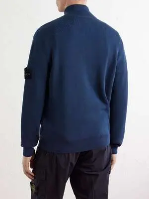 Stone Island Ribbed Cotton Zip-up Sweater