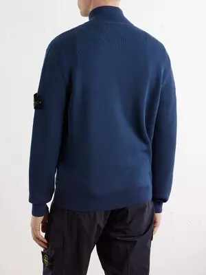 Stone Island Ribbed Cotton Zip-up Sweater
