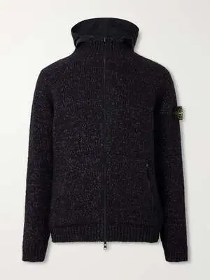 Stone Island Reversible Knitted Cotton-blend Shell Jacket - Black