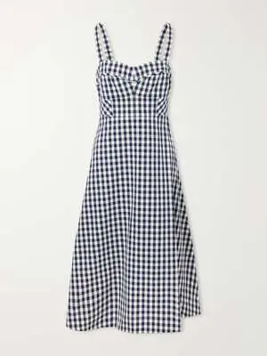 Veronica Beard Lois Checked Stretch-cotton Cloqué Midi Dress