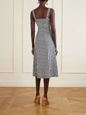 Veronica Beard Lois Checked Stretch-cotton Cloqué Midi Dress
