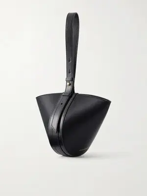 Victoria Beckham Portofino Dia Satin Clutch With Leather Trim - Black