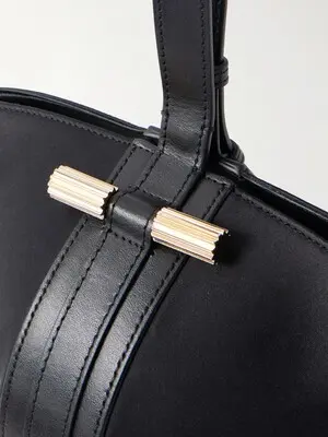 Victoria Beckham Portofino Dia Satin Clutch With Leather Trim - Black