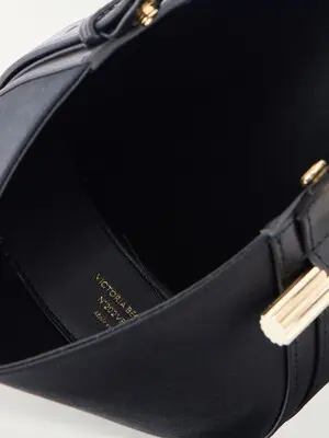 Victoria Beckham Portofino Dia Satin Clutch With Leather Trim - Black