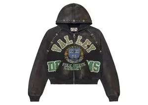 VALE FOREVER Gem Zip Up Hoodie - Black
