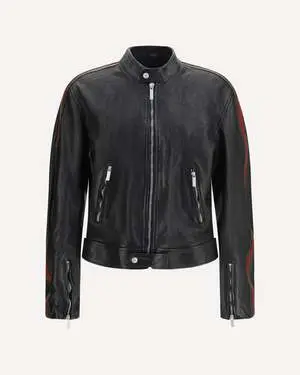 Gucci Buffalo Leather Bomber With Web Trim
