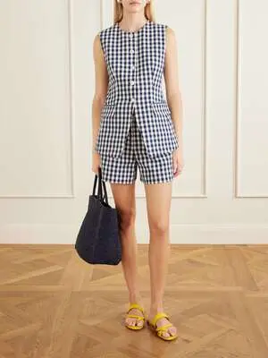 Veronica Beard Lois Checked Stretch-cotton Cloqué Tank