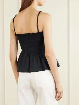 Veronica Beard Tullia Shirred Tiered Cotton-poplin Top