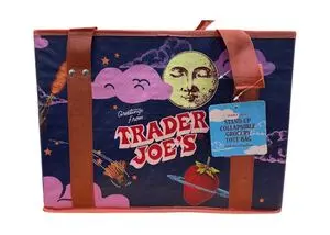 TRADER JOE'S Navy Standup Collapsable Grocery Tote - Multicolor