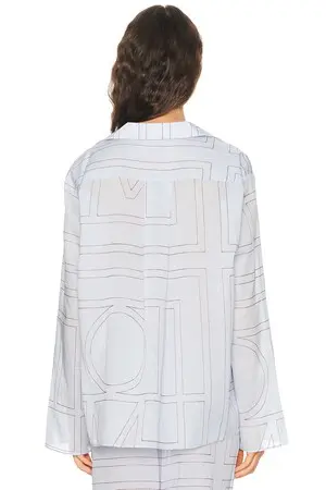 TOTEME Monogram Cotton Blend Pj Top In Baby Blue