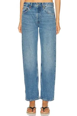 RE/DONE Beau Jean Cuffed Boyfriend Jeans In Blue