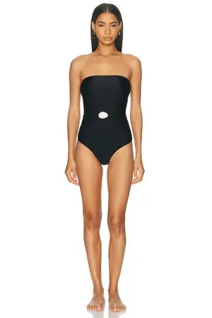 ADRIANA DEGREAS Belted Strapless One Piece Swimsuit
