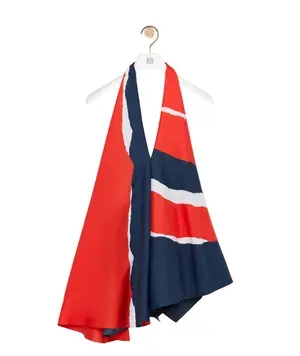 Loewe Halterneck Silk Twill Top With Archive Scarf Print - Red/multicolour