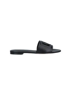 Dolce & Gabbana Leather Sandals "dg - Black