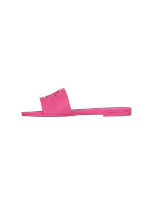 Dolce & Gabbana Leopard Print Rubber Slides - Pink