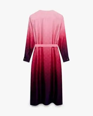 Casablanca Aubergine Gradient Collarless Silk Shirt Dress