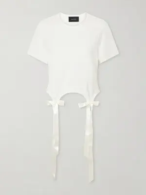 Simone Rocha Bow Detailed Jersey T-shirt - Neutrals