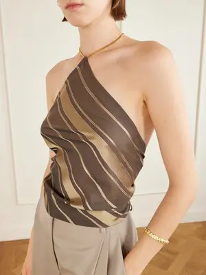 Stella McCartney Striped Open-back Satin Tank