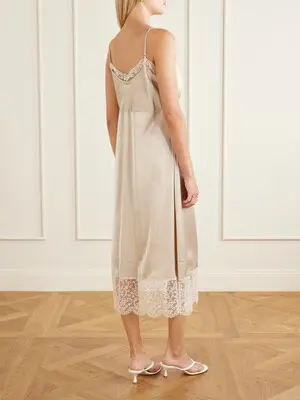 Simone Rocha Lace-trimmed Satin Midi Dress - Neutrals