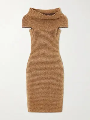 Magda Butrym Knitted Jersey Midi Dress Brown