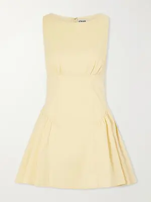 Staud Gwen Paneled Cotton-blend Poplin Mini Dress - Yellow
