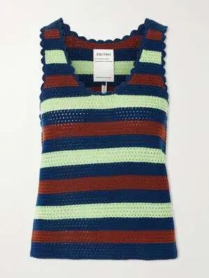 Escvdo Santos Striped Crocheted Cotton Tank - Multi